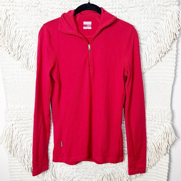 Icebreaker | Tops | Icebreaker Red Merino 26 Wool Quarter Zip Baselayer ...